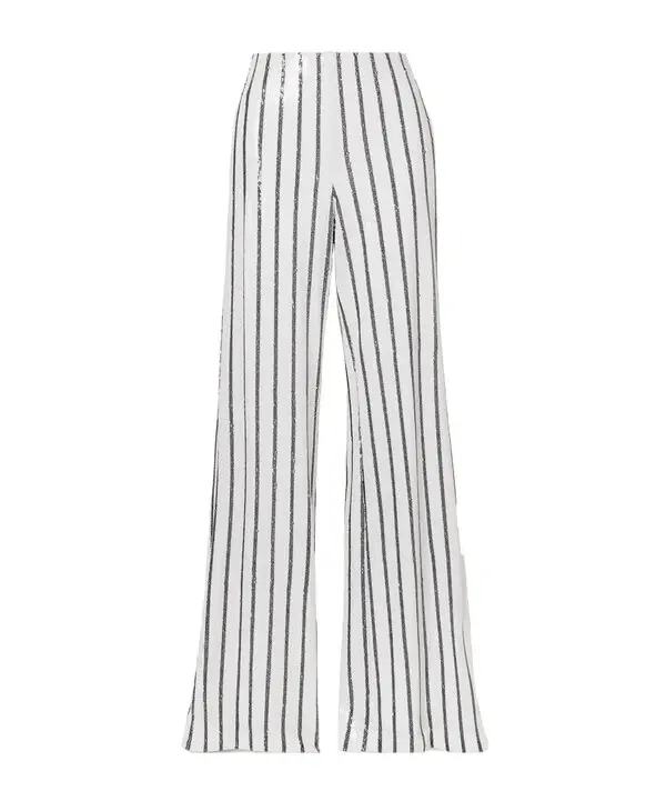 L'Agence Striped Sequined Slim-leg Crepe Pants