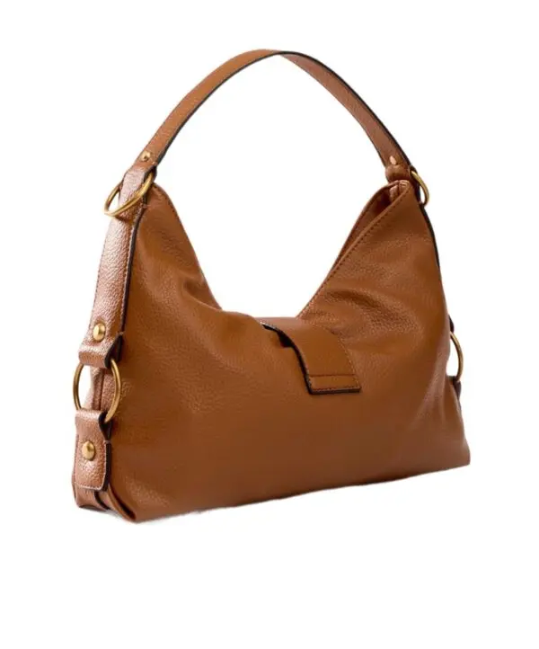Guess Camden Logo-plaque Pebbled Midi Shoulder Bag - Brown