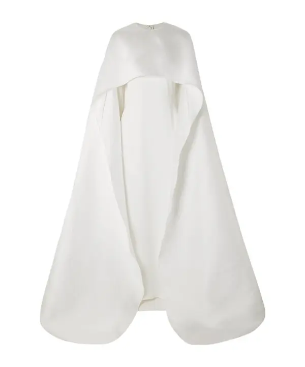 Solace Leni Cape-effect Crepe And Faille Gown - No