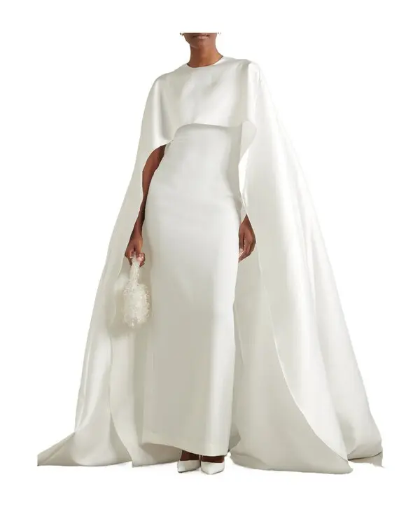Solace Leni Cape-effect Crepe And Faille Gown