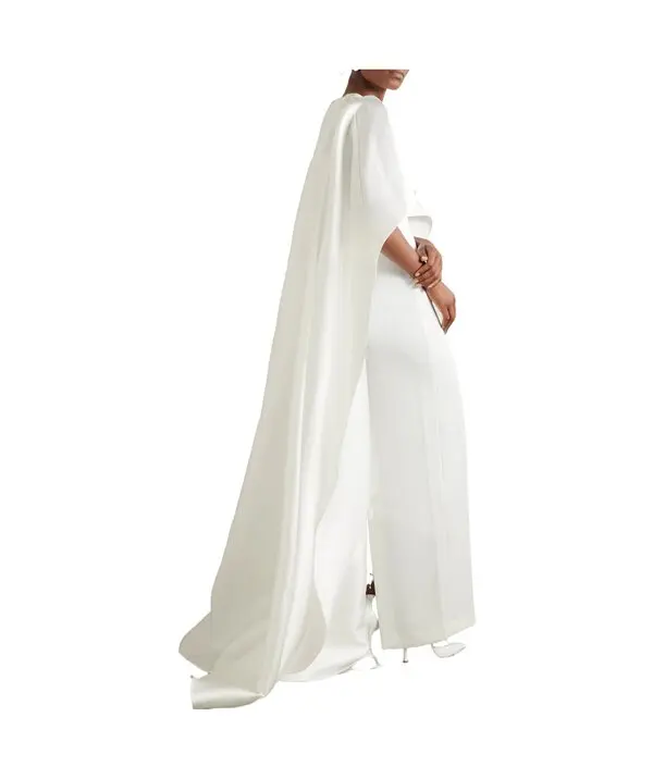 Solace Leni Cape-effect Crepe And Faille Gown