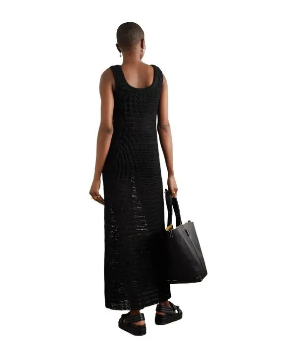 Le Kasha Shali Crocheted Organic Linen Maxi Dress