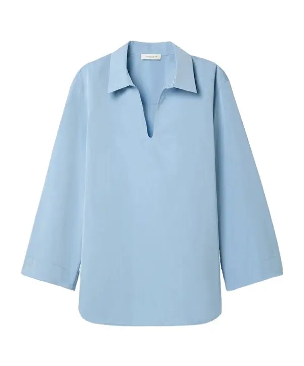 Lafayette 148 New York Cotton Sateen Relaxed Fit Top