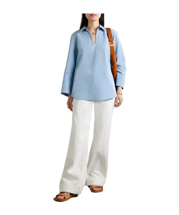 Lafayette 148 New York Cotton Sateen Relaxed Fit Top