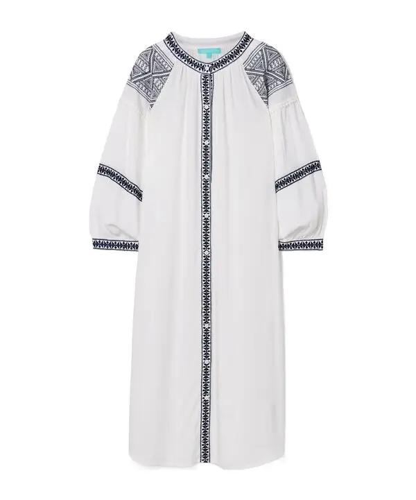Melissa Odabash Belted Embroidered Voile Midi Dress