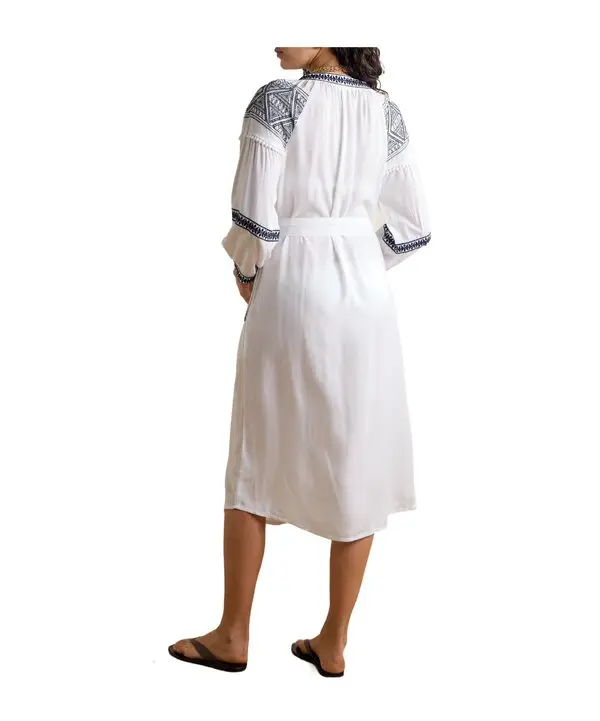 Melissa Odabash Belted Embroidered Voile Midi Dress