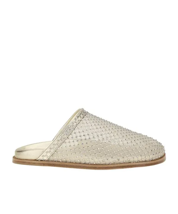 FORTE_FORTE Mesh Rhinestone Mules