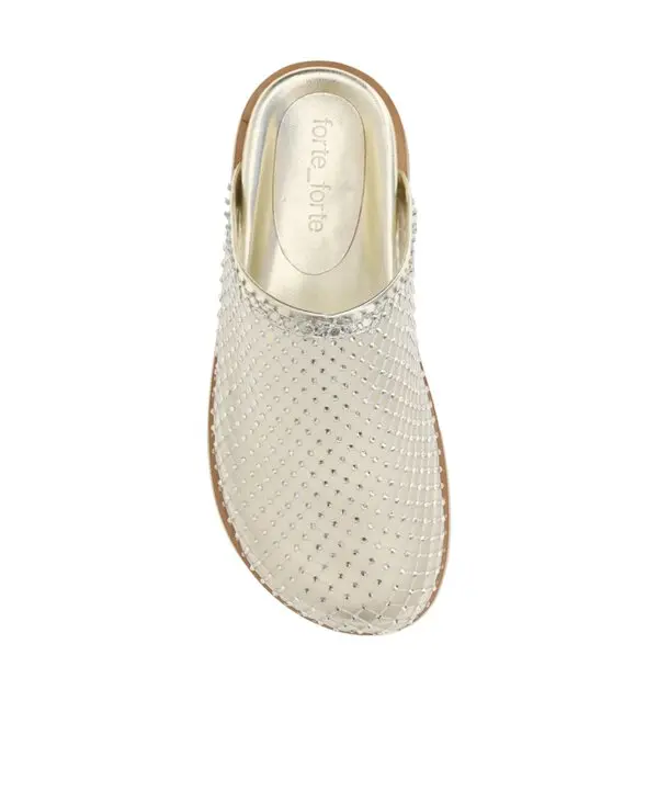 FORTE_FORTE Mesh Rhinestone Mules