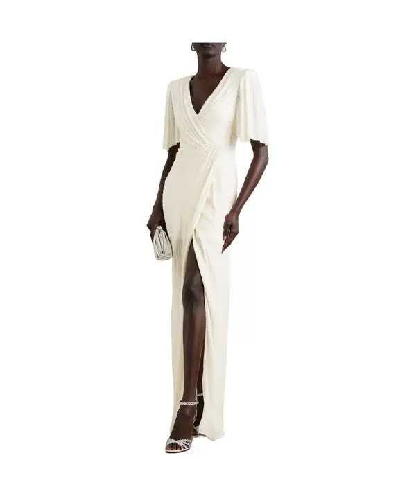 Jenny Packham Embellished Draped Wrap Gown