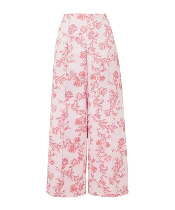 EMILIA WICKSTEAD Paneled Floral-print Wide-leg Pants