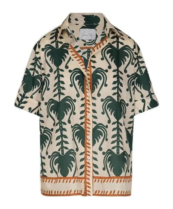 Johanna Ortiz Printed Cotton Shirt - Nude