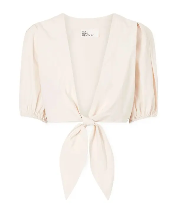 Lisa Marie Fernandez Cropped Cotton-poplin Wrap Top - No