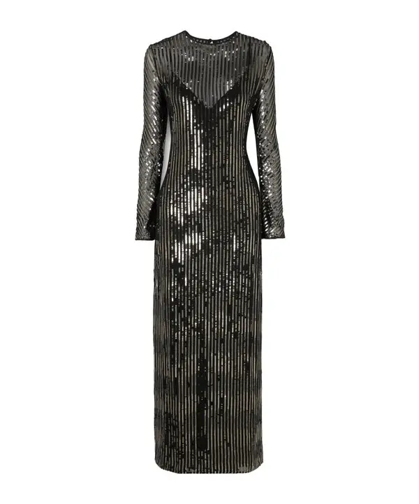Johanna Ortiz Actitud Nautica Sequinned Tulle Maxi Dress - Black