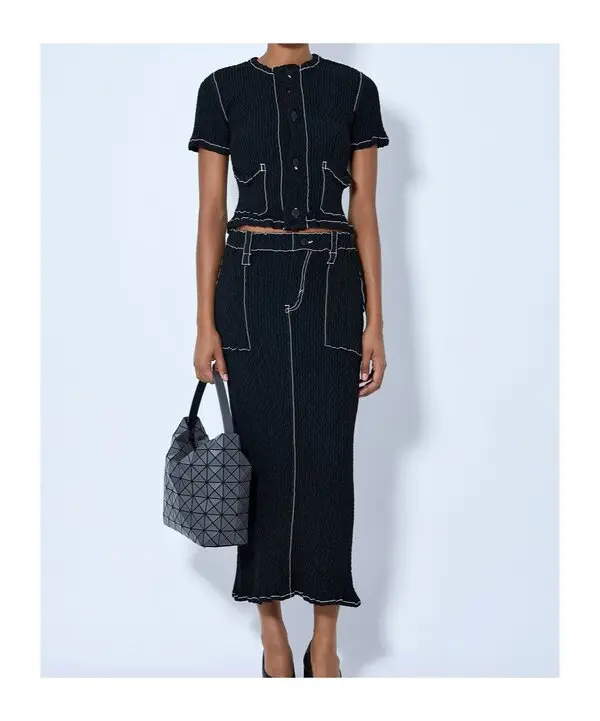 Issey Miyake Short-sleeve Crinkle Ensemble Cardigan
