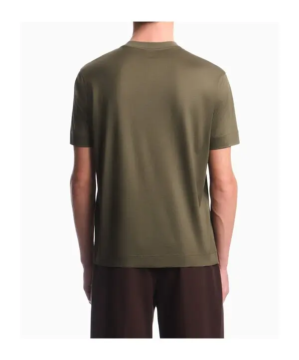 Emporio Armani Lyocell Blend Jersey T-shirt With Graffiti Eagle Logo Print