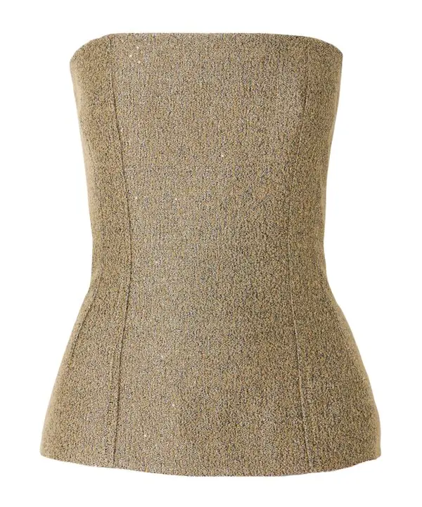 EMILIA WICKSTEAD Metallic Tweed Bustier Top