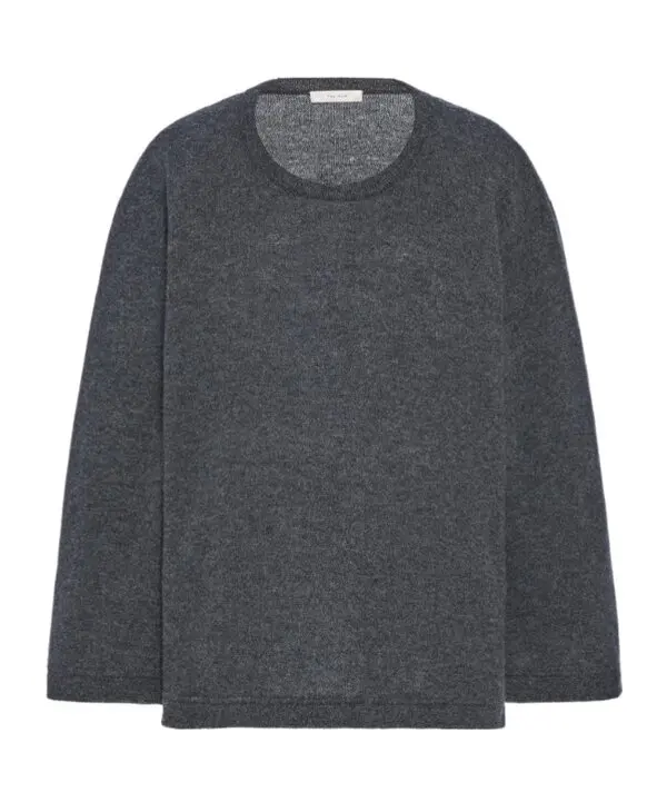 THE ROW Pever Long-sleeve Crew Neck Shirt - Charcoal Color