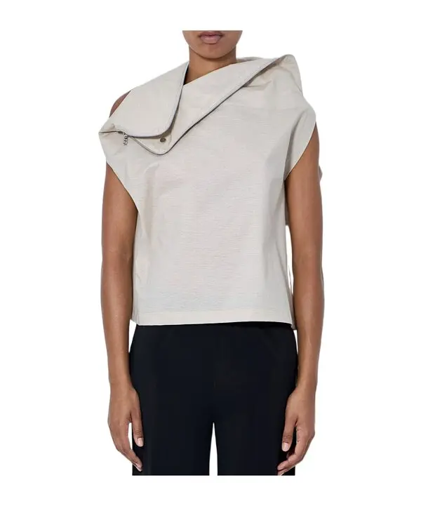 Issey Miyake Asymmetrical Zip Detail Sleeveless Top