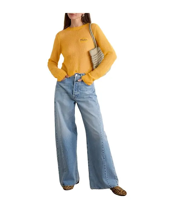 MOTHER Embroidered Open-knit Alpaca-blend Sweater