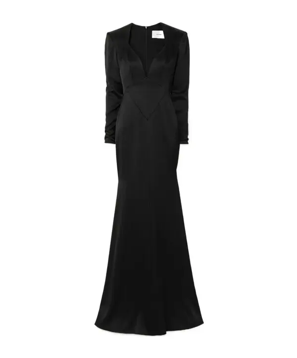 Alex Perry Satin Long Sleeve Evening Gown