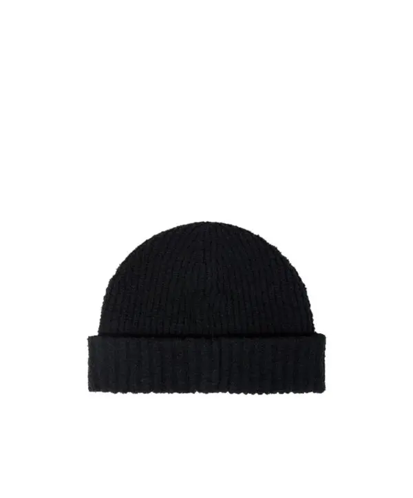 Stone Island Ribbed Knit Beanie With Compass Logo Patch
