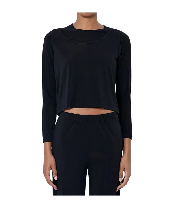 Issey Miyake Long Sleeve Cropped Top