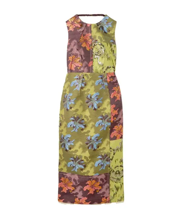 ALEMAIS Sleeveless Floral Patchwork Midi Dress