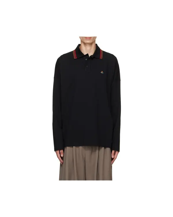 VIVIENNE WESTWOOD Logo Embroidered Polo Shirt - Black