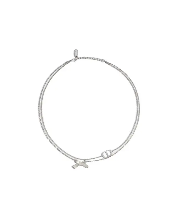 Dior Cd Parure Necklace With Crystal Embellished Cd Signature - Silver