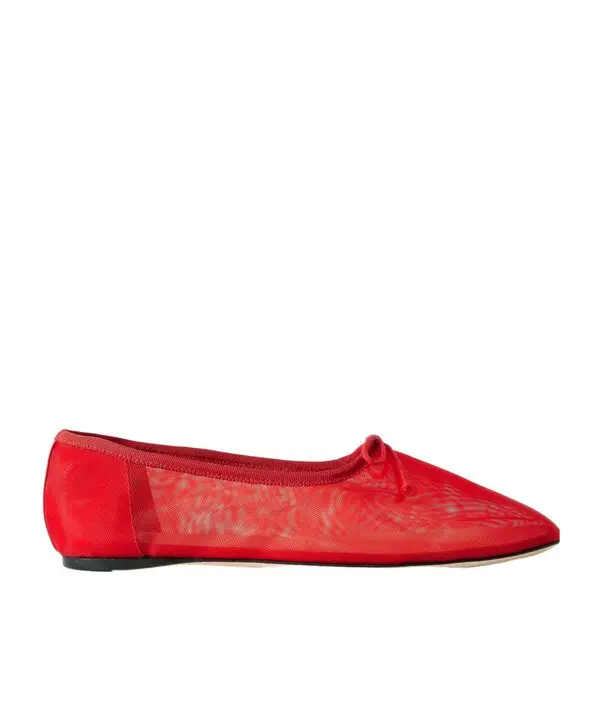 LOEFFLER RANDALL Mesh Ballet Flats With Bow Detailing - Red