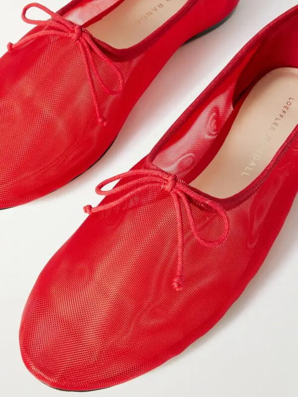 LOEFFLER RANDALL Mesh Ballet Flats With Bow Detailing - Red