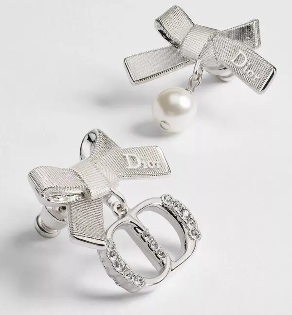 Dior Cd Parure Earrings With Pearl And Crystals