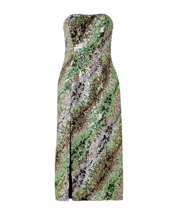 Halpern Sequined Strapless Midi Dress