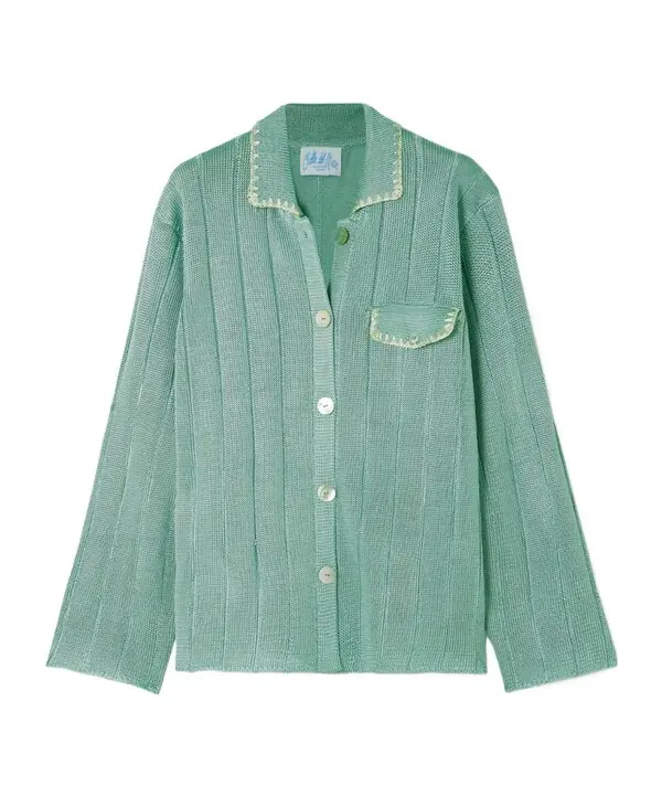 Calle Del Mar Ribbed Knit Shirt With Classic Collar - No
