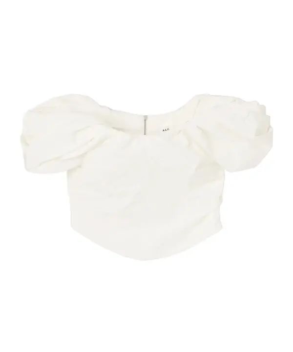 A.L.C. Off-the-shoulder Gathered Cotton-blend Poplin Top
