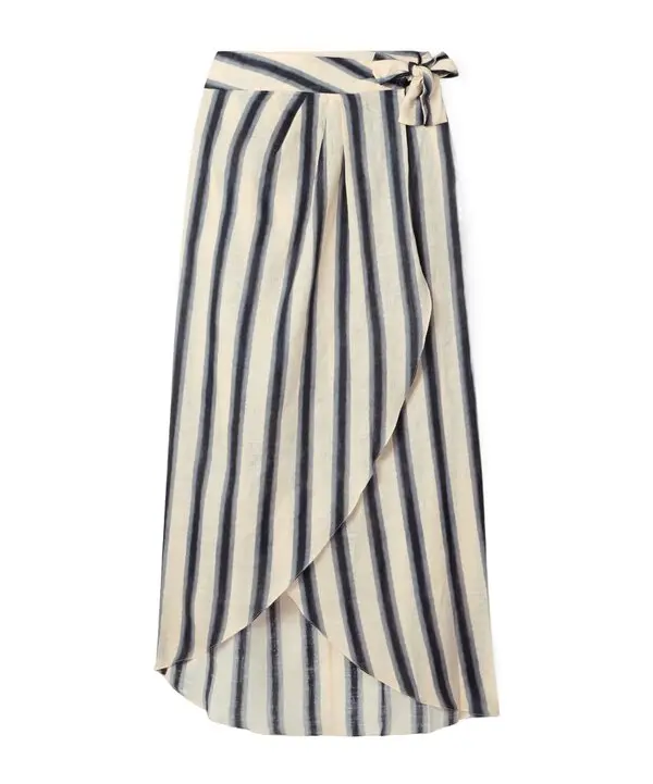 Johanna Ortiz Striped Linen Wrap Pareo - Nude