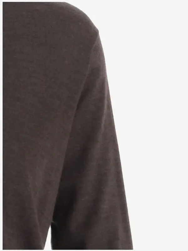 THE ROW V-neck Long Sleeve Sweater - Mixed Brown