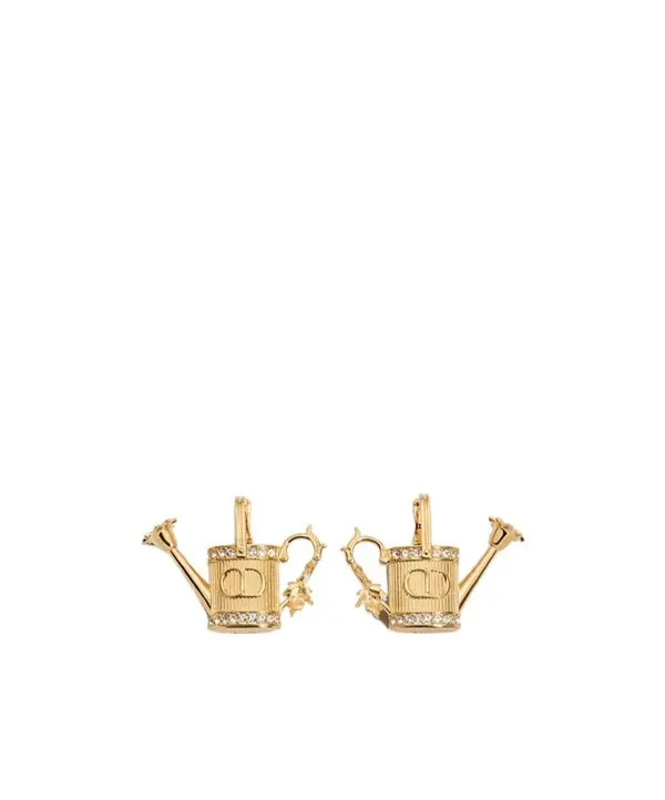 Dior Gold-finish Metal Crystal Embellished Watering Can Earrings - Yellow