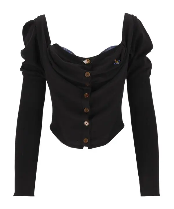VIVIENNE WESTWOOD Bea Puff-sleeved Corset Cardigan - Black