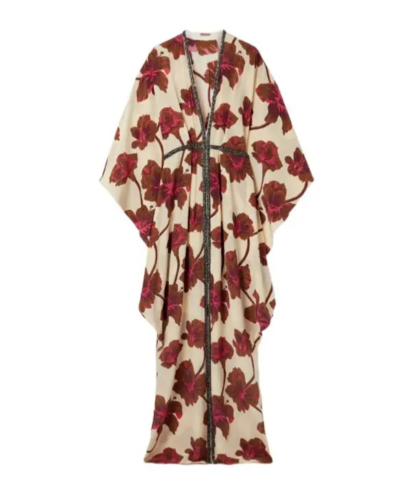 Johanna Ortiz Floral Maxi Dress With V-neck And Sequin Embellishments - No
