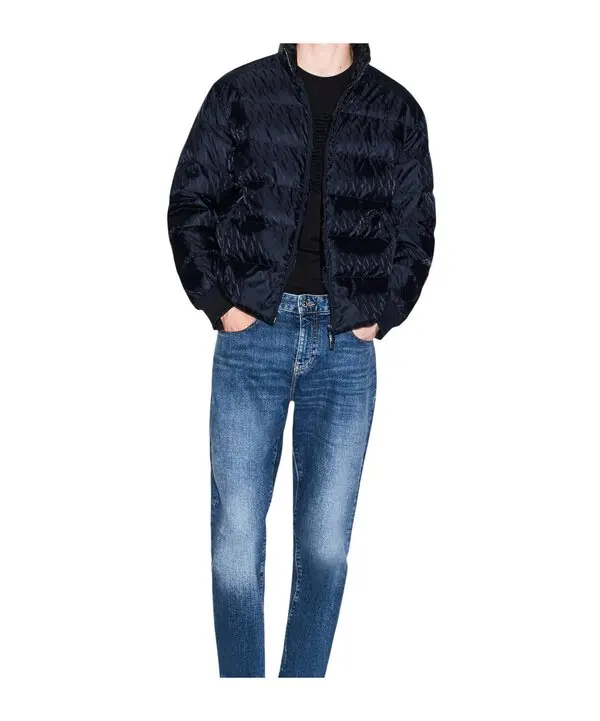 Armani Exchange Long-sleeved Quilted Jacket With All-over Logo