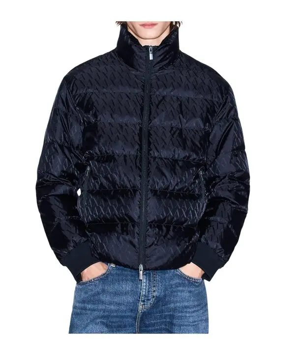 Armani Exchange Long-sleeved Quilted Jacket With All-over Logo