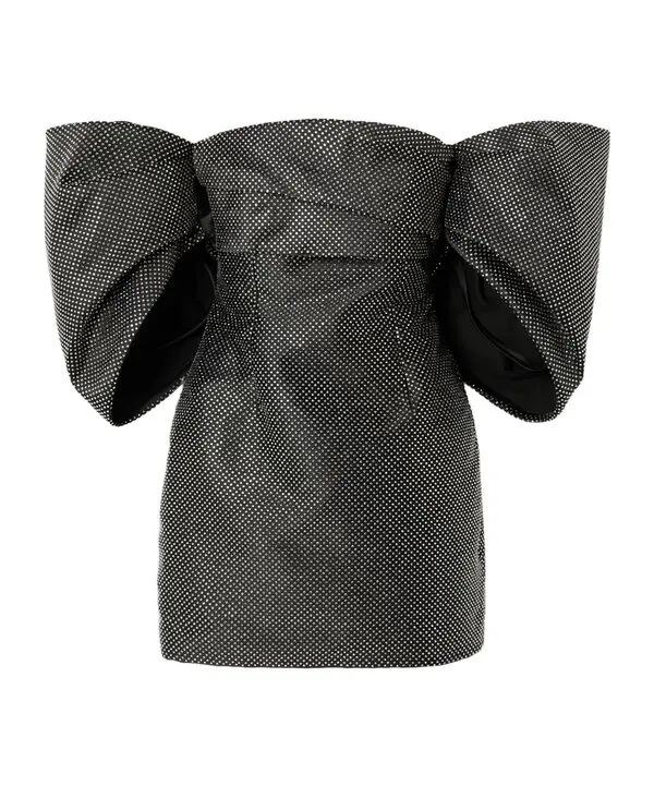 Solace Elina Off-the-shoulder Mini Dress With Crystal Embellishments