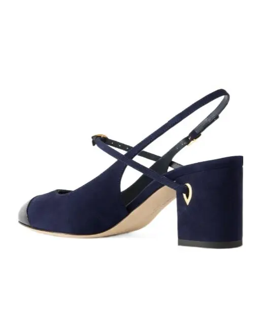 Jennifer Chamandi Patent Leather-trimmed Suede Slingback Pumps