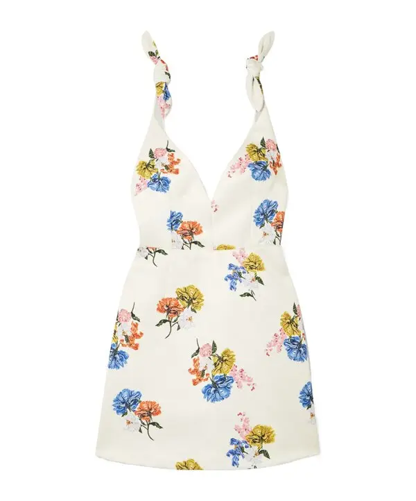 EMILIA WICKSTEAD Floral Print Faille Dress With Bow Straps - No