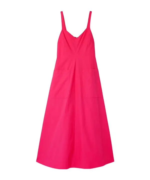 Rosie Assoulin Cotton Poplin V-neck Midi Dress - Pink