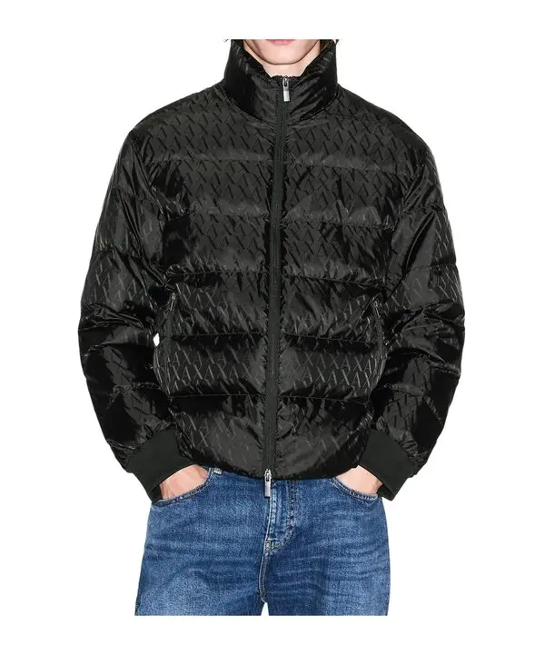 Armani Exchange Long-sleeved Padded Jacket With All-over Ax Logo - No
