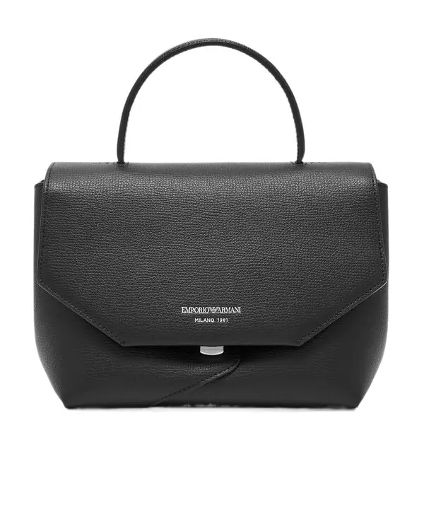 Emporio Armani Mini 1981 Leather Tote Bag - Deep Black