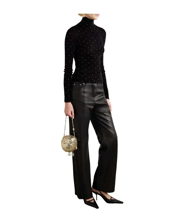 Rabanne Leather Straight-leg Pants