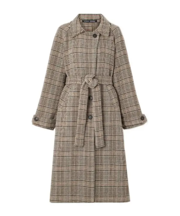 KASSL EDITIONS Distressed Checked Belted Jacket